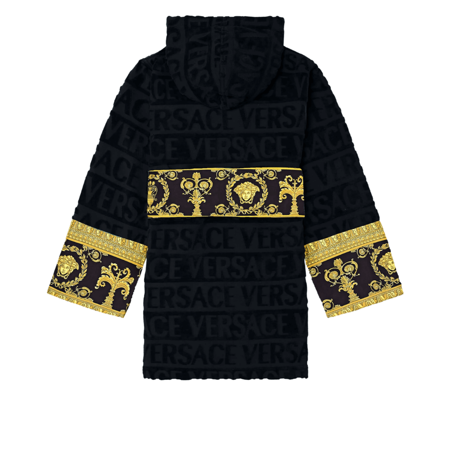 Versace Allover Short Bathrobe with Hood-Black S – Major Interiors Inc.